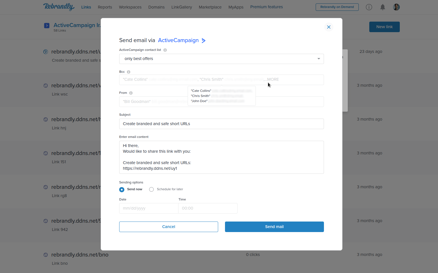 Rebrandly Dashboard