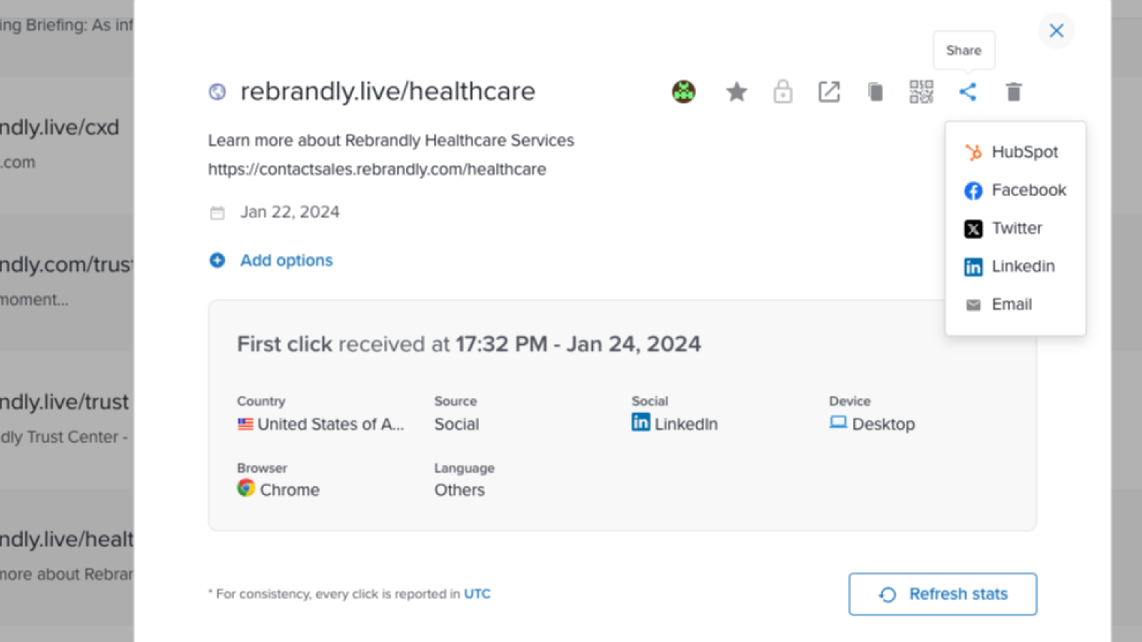 Rebrandly Dashboard